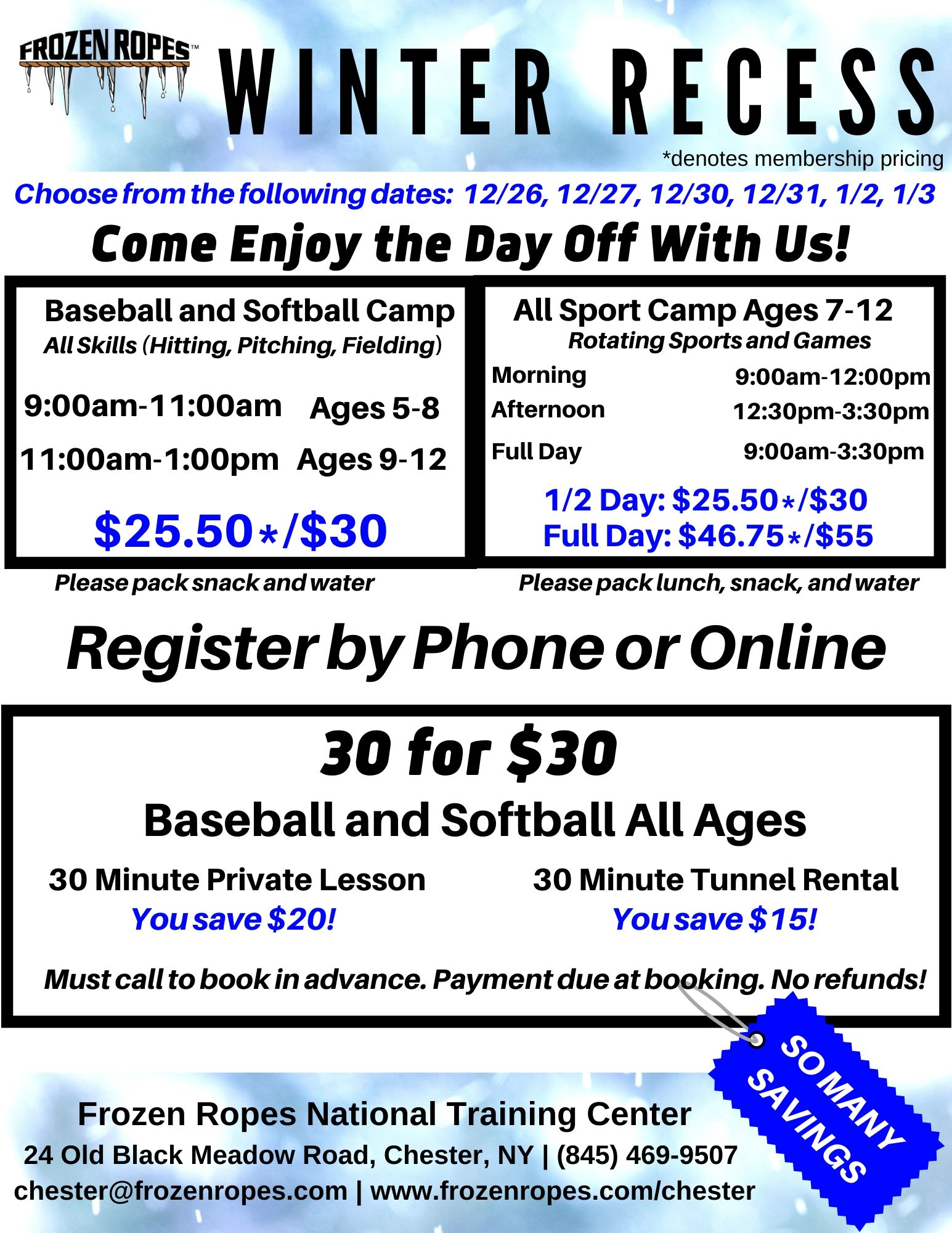 Winter Recess Camps - Frozen Ropes Chester, NY