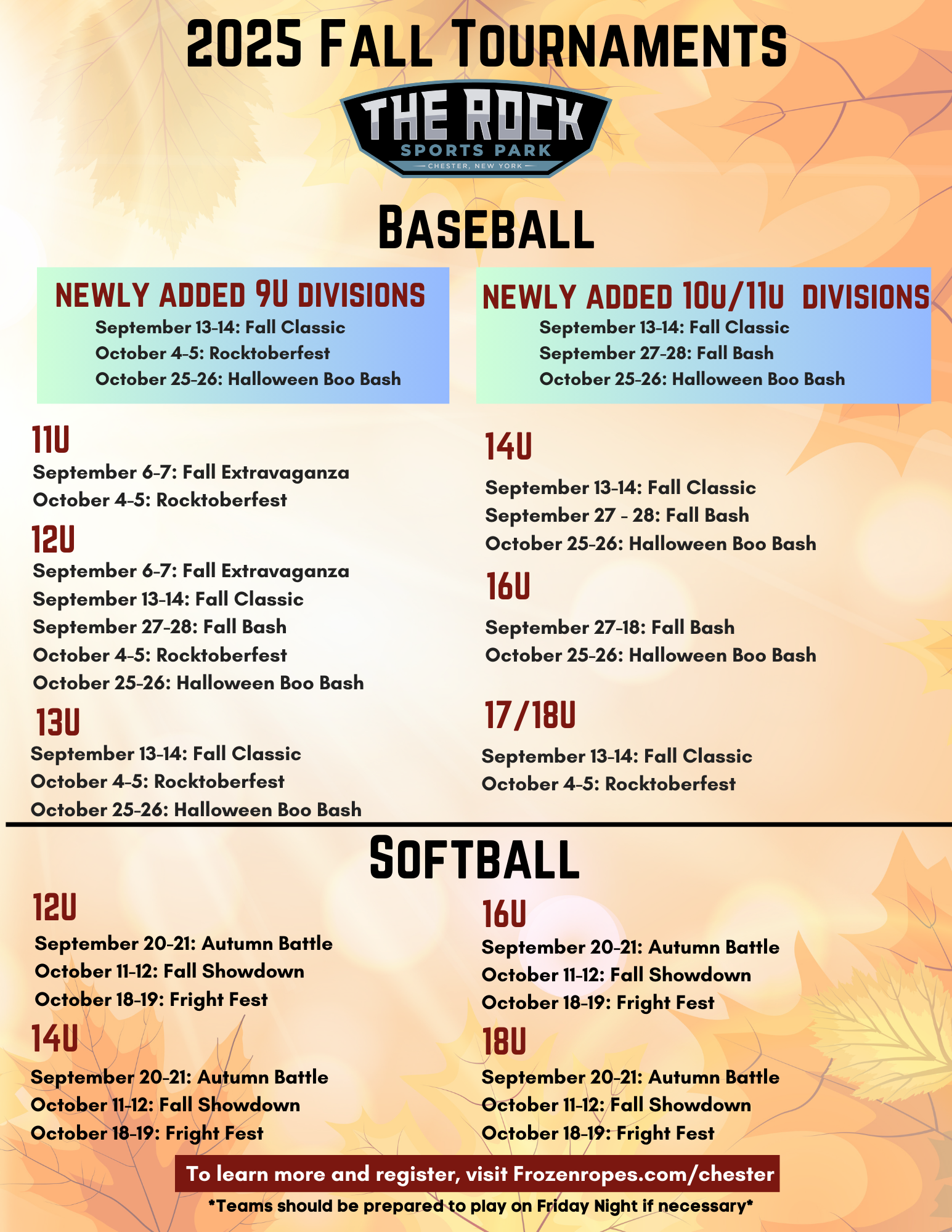 2025 Fall Tournaments - Frozen Ropes Chester, NY