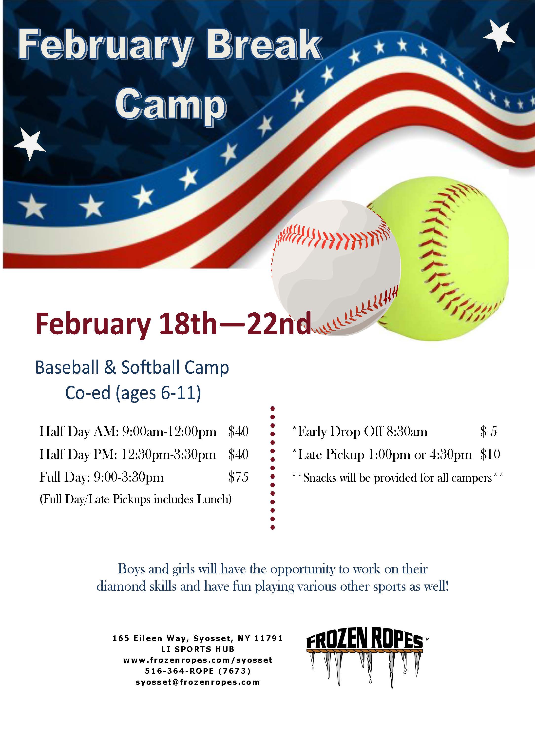 February Break Flyer 2019 - Frozen Ropes Syosset, NY