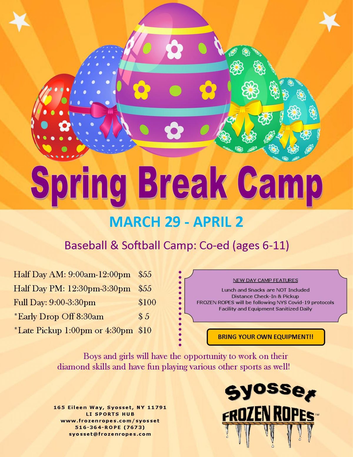 Spring Break Flyer 2021 - Frozen Ropes Syosset, NY