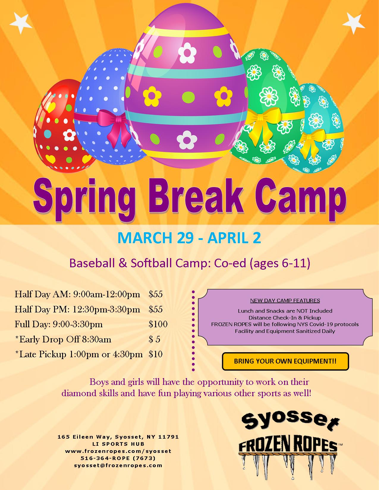 Spring Break Flyer 2021 - Frozen Ropes Syosset, NY