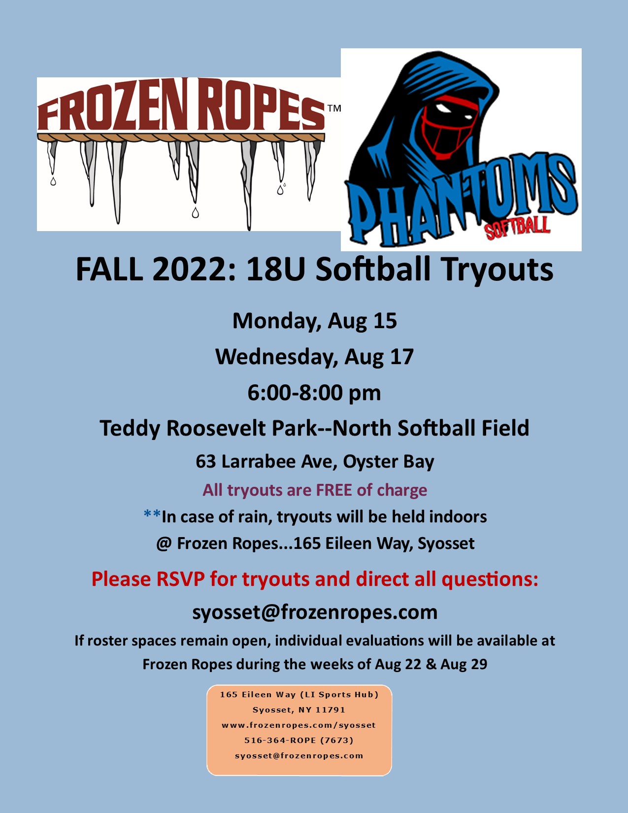 Phantoms Tryouts 2022 - Frozen Ropes Syosset, NY